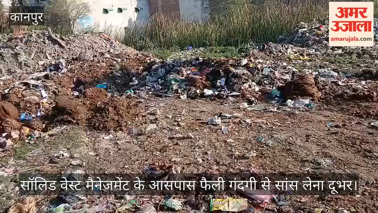 कानपुर:कूड़ा घर के बाहर फैली गंदगी , नगर निगम का साॅलिड वेस्ट कूड़ाघर ...